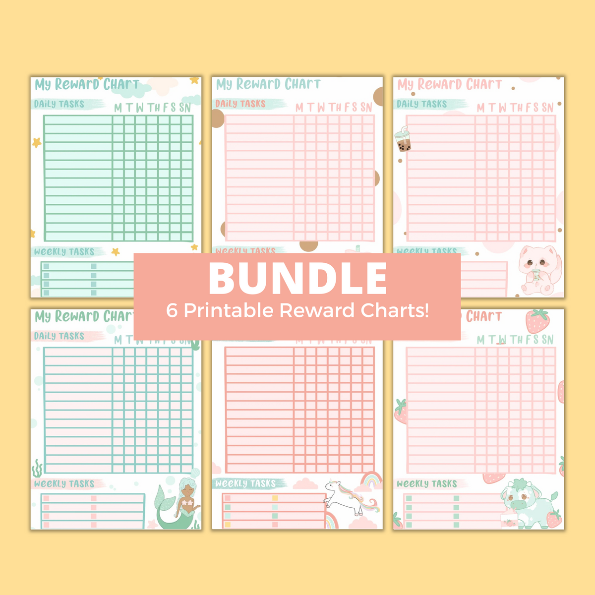 Reward Chart Bundle of 6: Printable – Live Sweet Shop