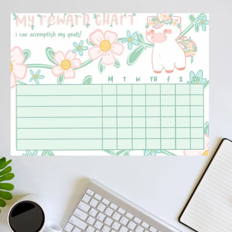 Unicorns and Flowers Reward Chart: Printable – Live Sweet Shop