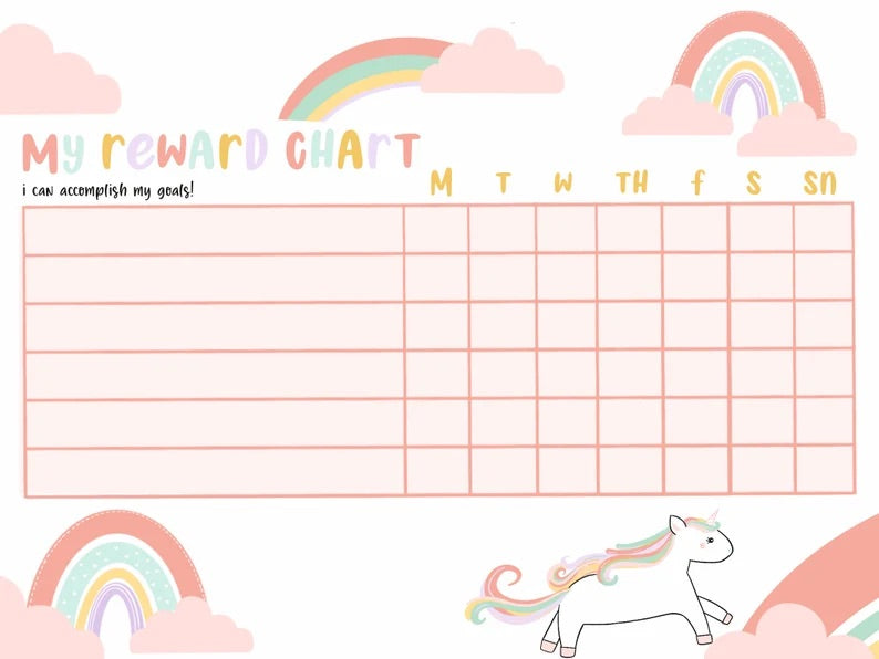 Rainbow Unicorn Reward Chart: Printable – Live Sweet Shop